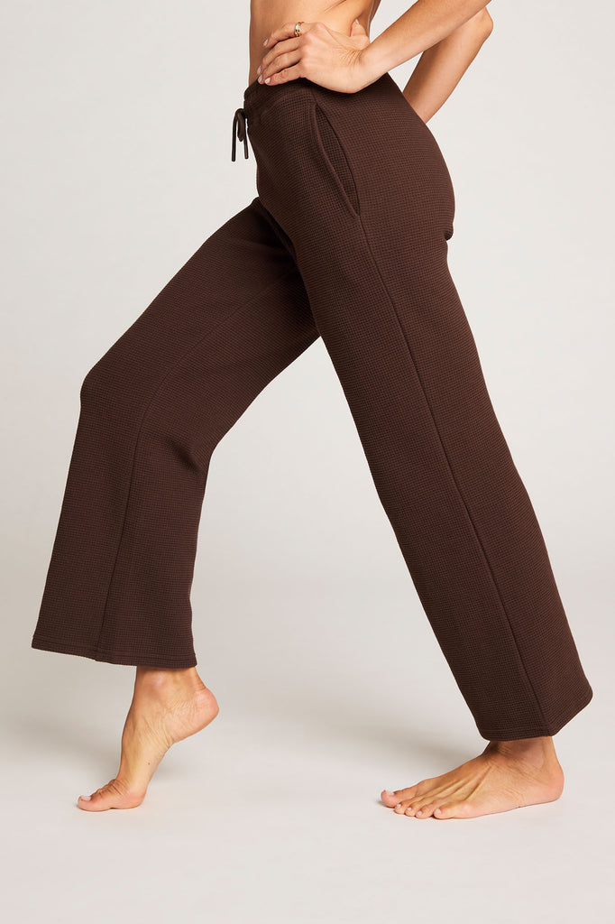 Waffle Knit Cropped Track Pant in Espresso – Negative