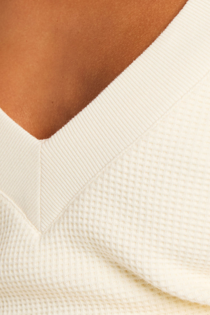 Waffle Knit Deep V in Cream – Negative