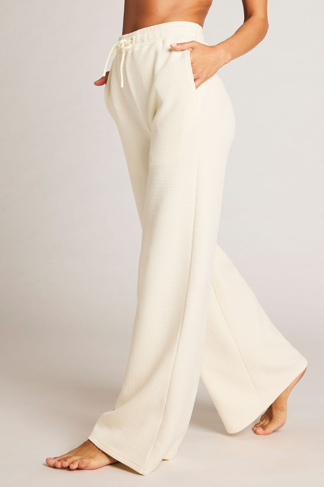 Waffle Knit Track Pant in Cream – Negative