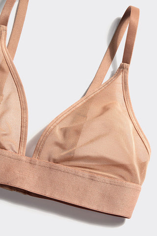 Sieve Triangle Bra in Buff | Buff Plunge Bra - Buff V-Neck Bralette ...