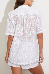 Negative | Eyelet Lace Island Shirt in White